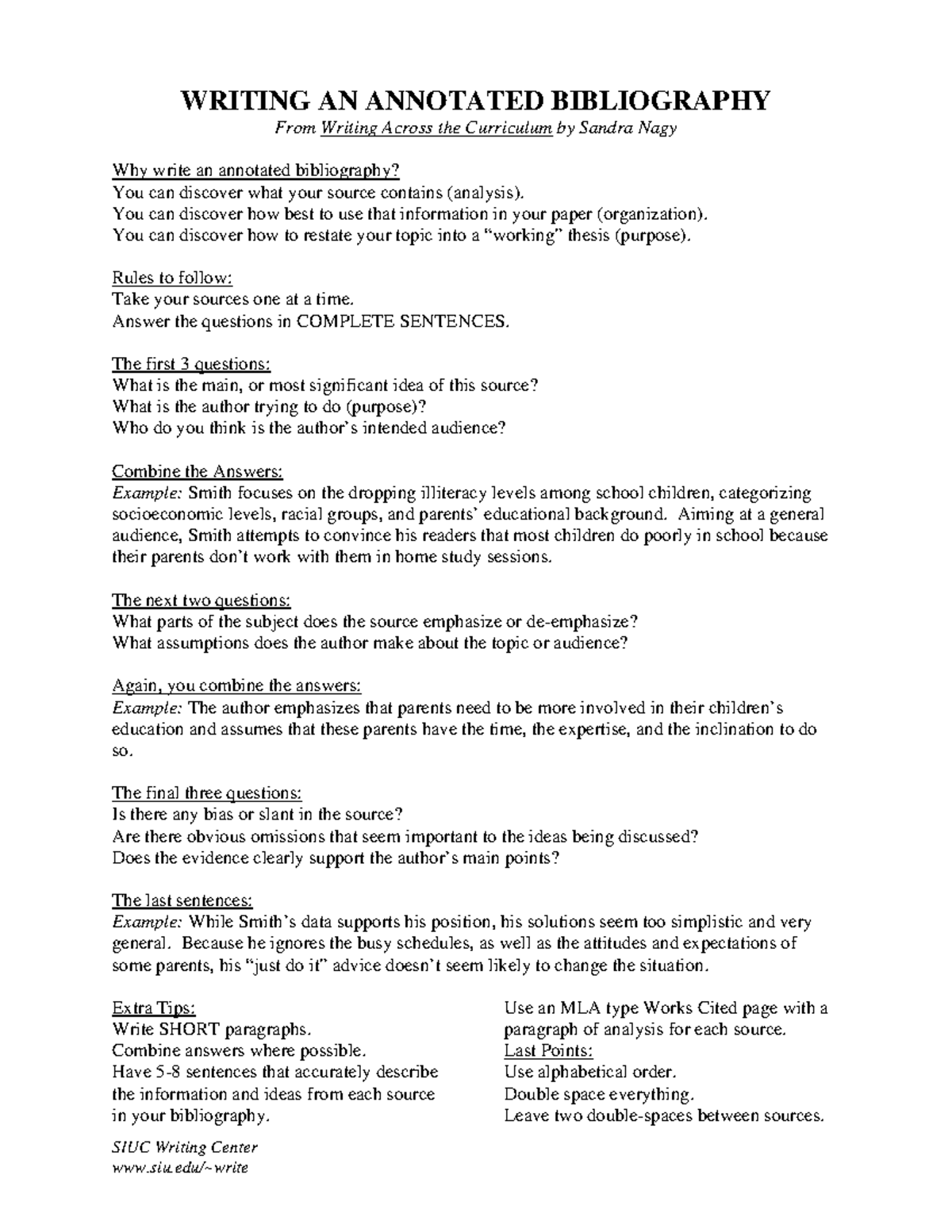 Writing an annotated bibliography - WRITING AN ANNOTATED BIBLIOGRAPHY ...