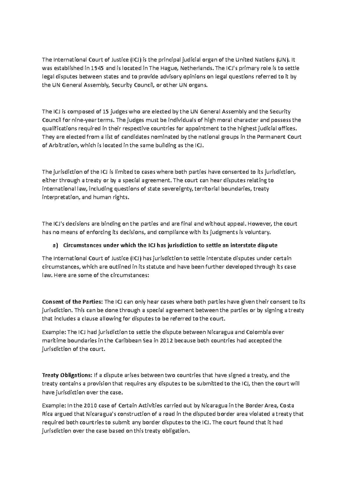 International law - Good notes to read - The International Court of ...