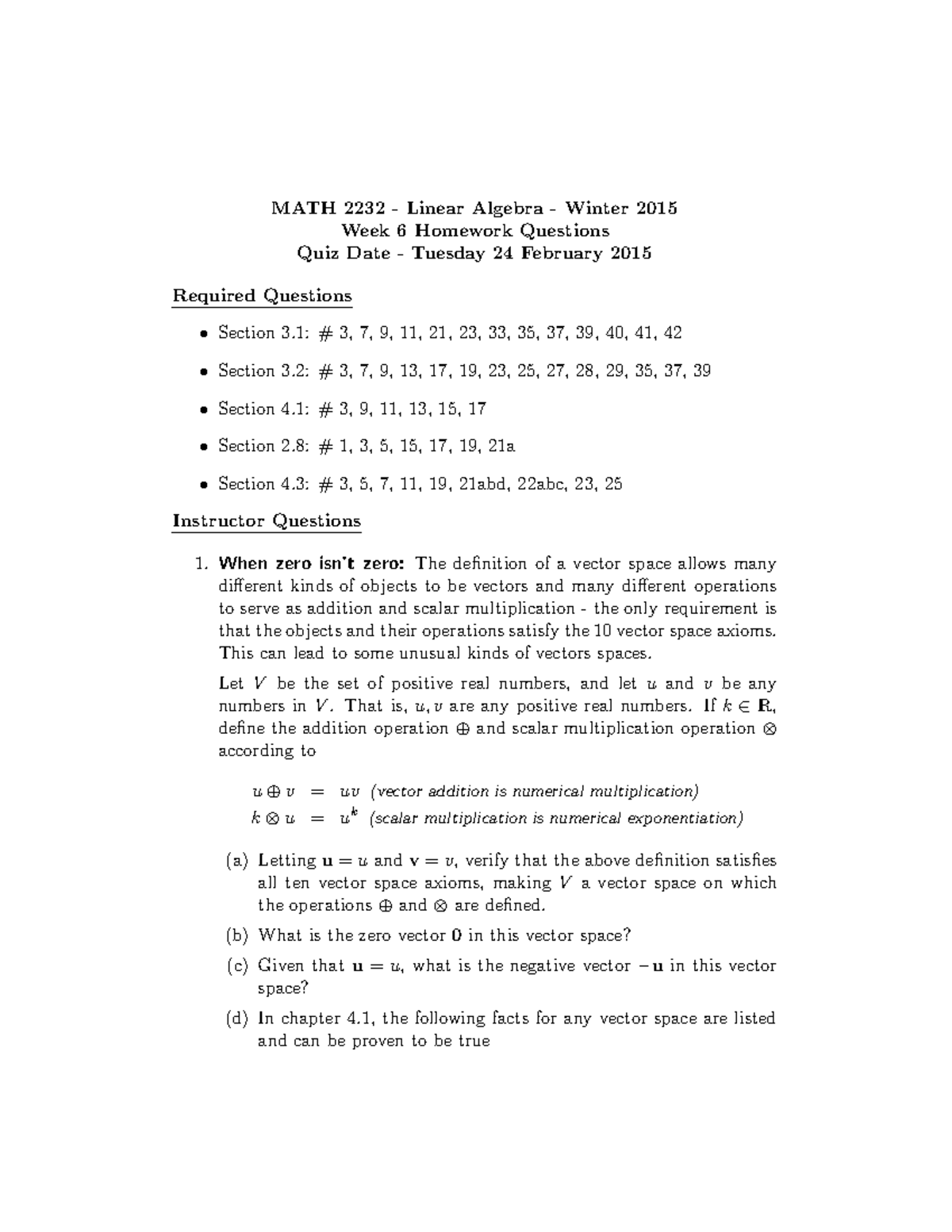 Week06HW - homework - MATH 2232 - Linear Algebra - Winter 2015 Week 6 ...