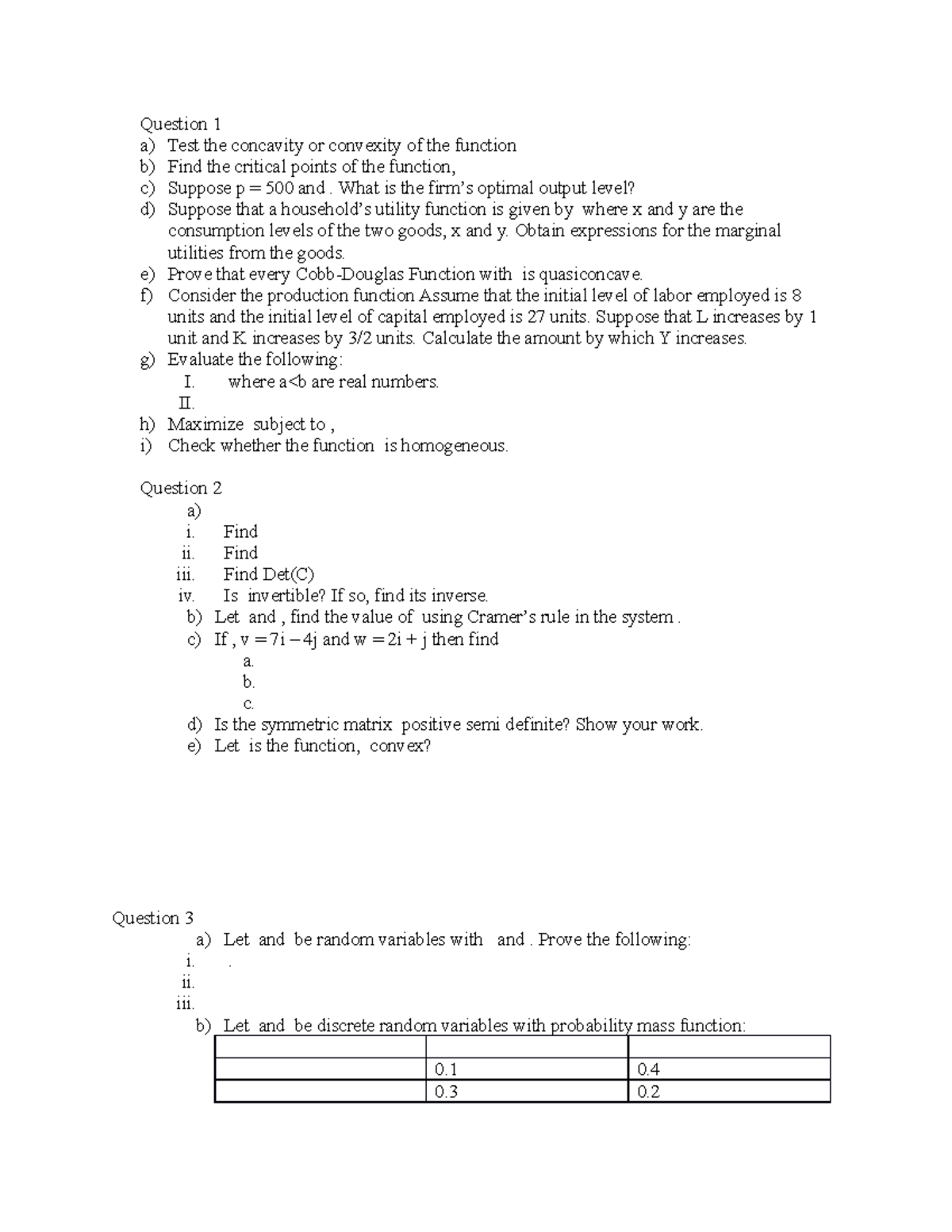 ME Qs - practice material - Question 1 a) Test the concavity or ...