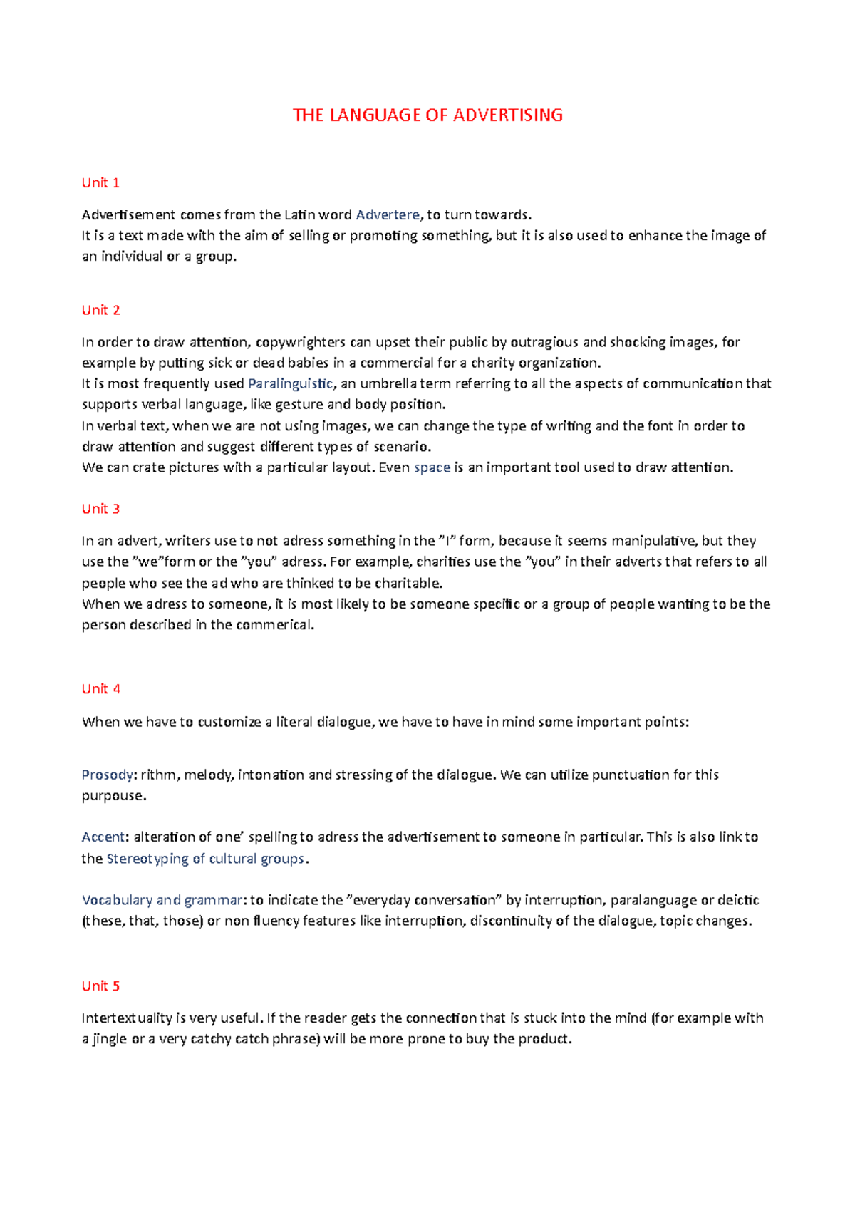 THE Language OF Advertising - THE LANGUAGE OF ADVERTISING Unit 1 ...