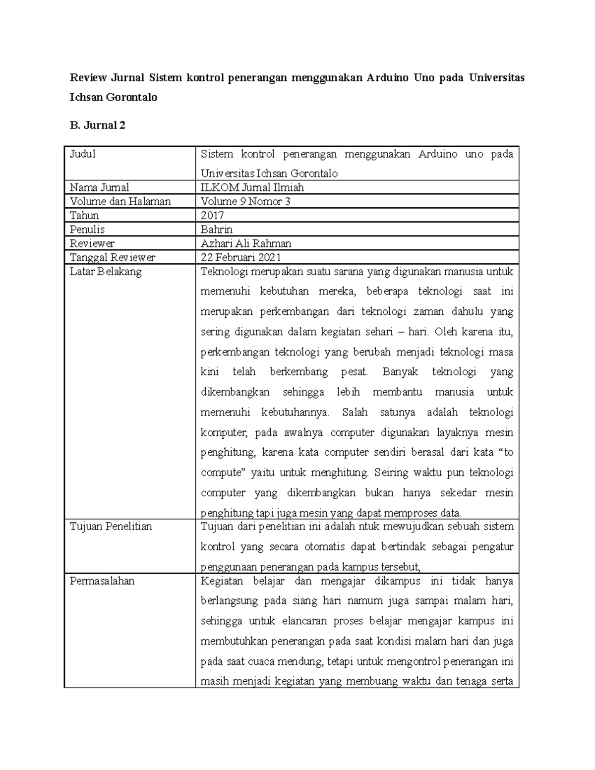 Review Jurnal Sistem kontrol penerangan menggunakan Arduino Uno pada ...
