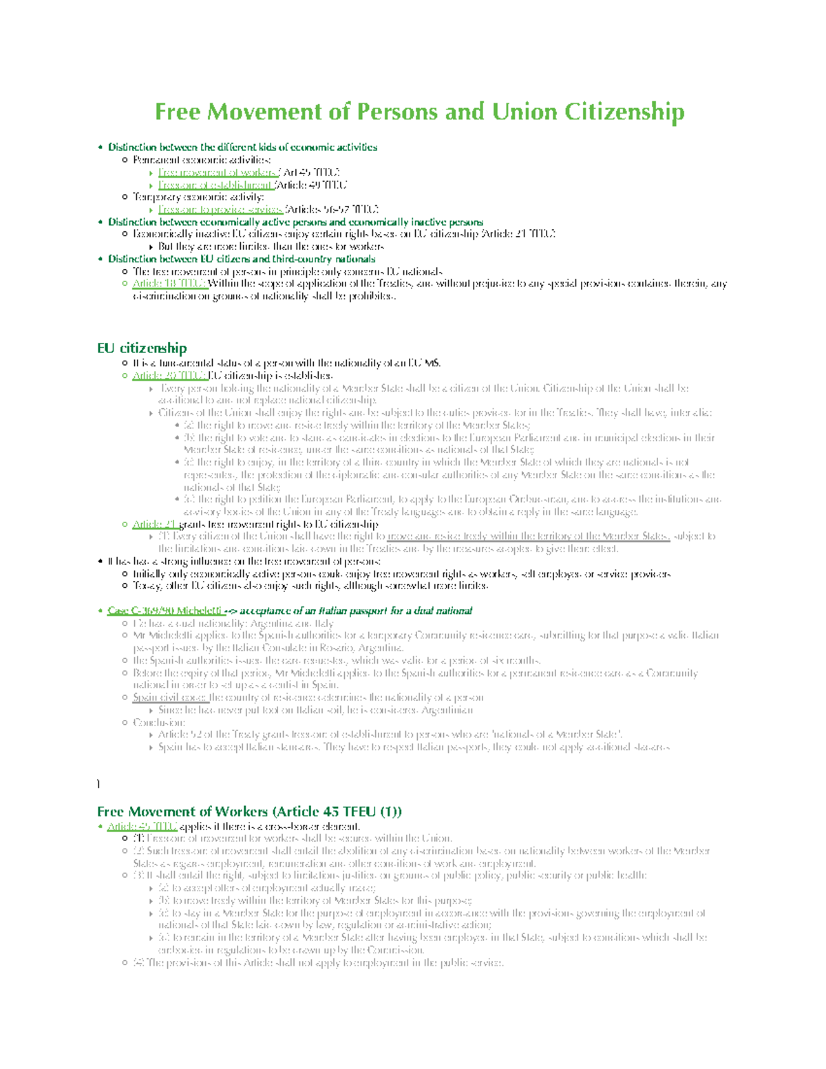 Free Movement of Persons and Union citizenship - Free Movement of ...