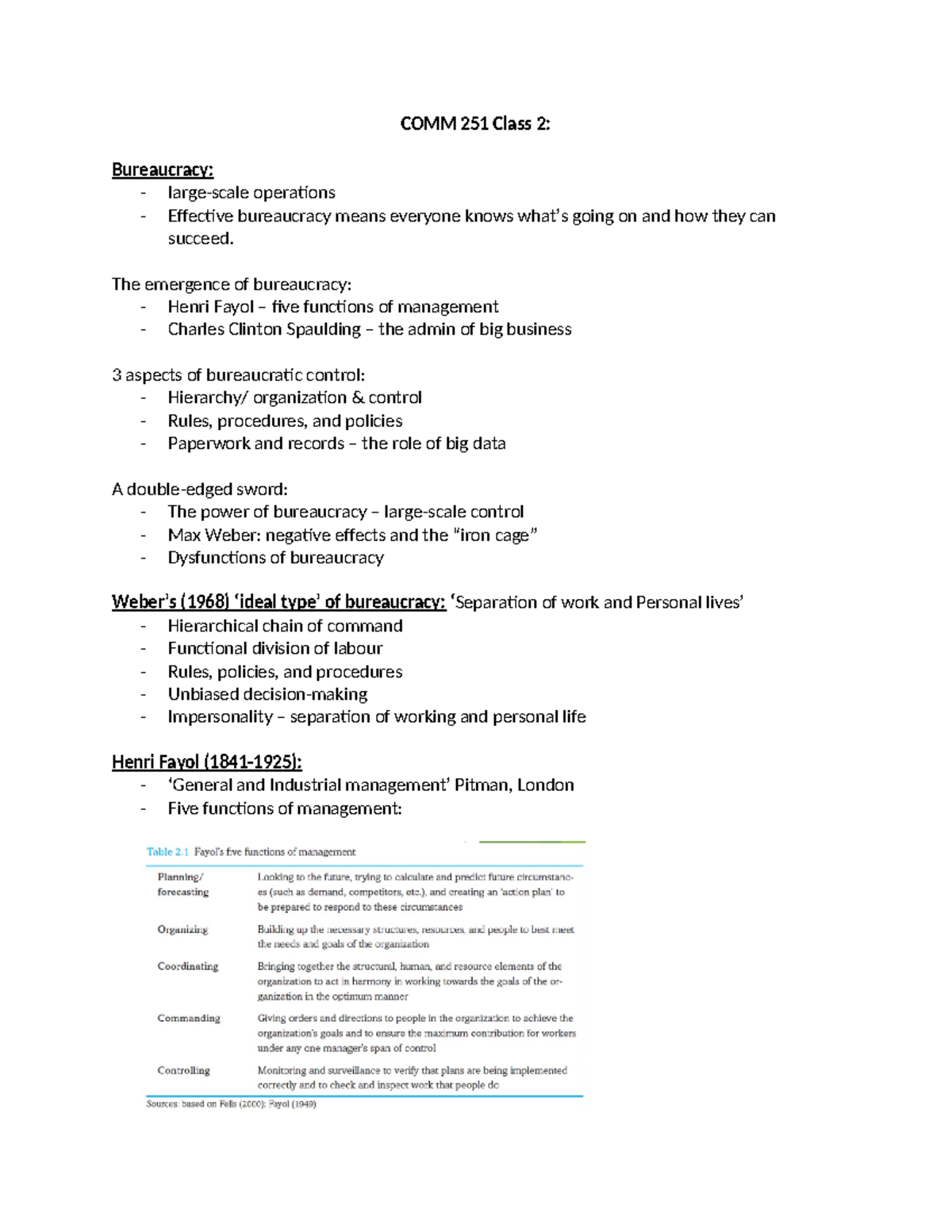 COMM 251 Class 2 - COMM 251 Class 2: Bureaucracy: large-scale ...