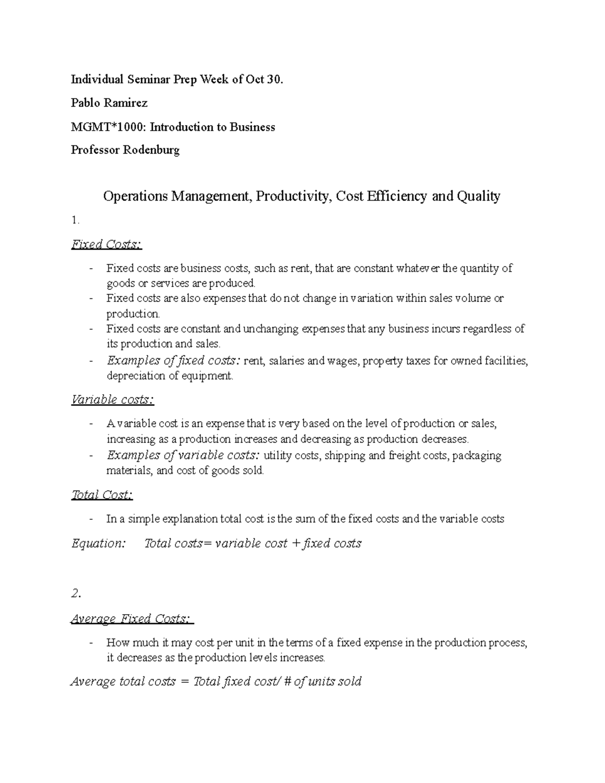 component 3 pre seminar work - Individual Seminar Prep Week of Oct 30 ...