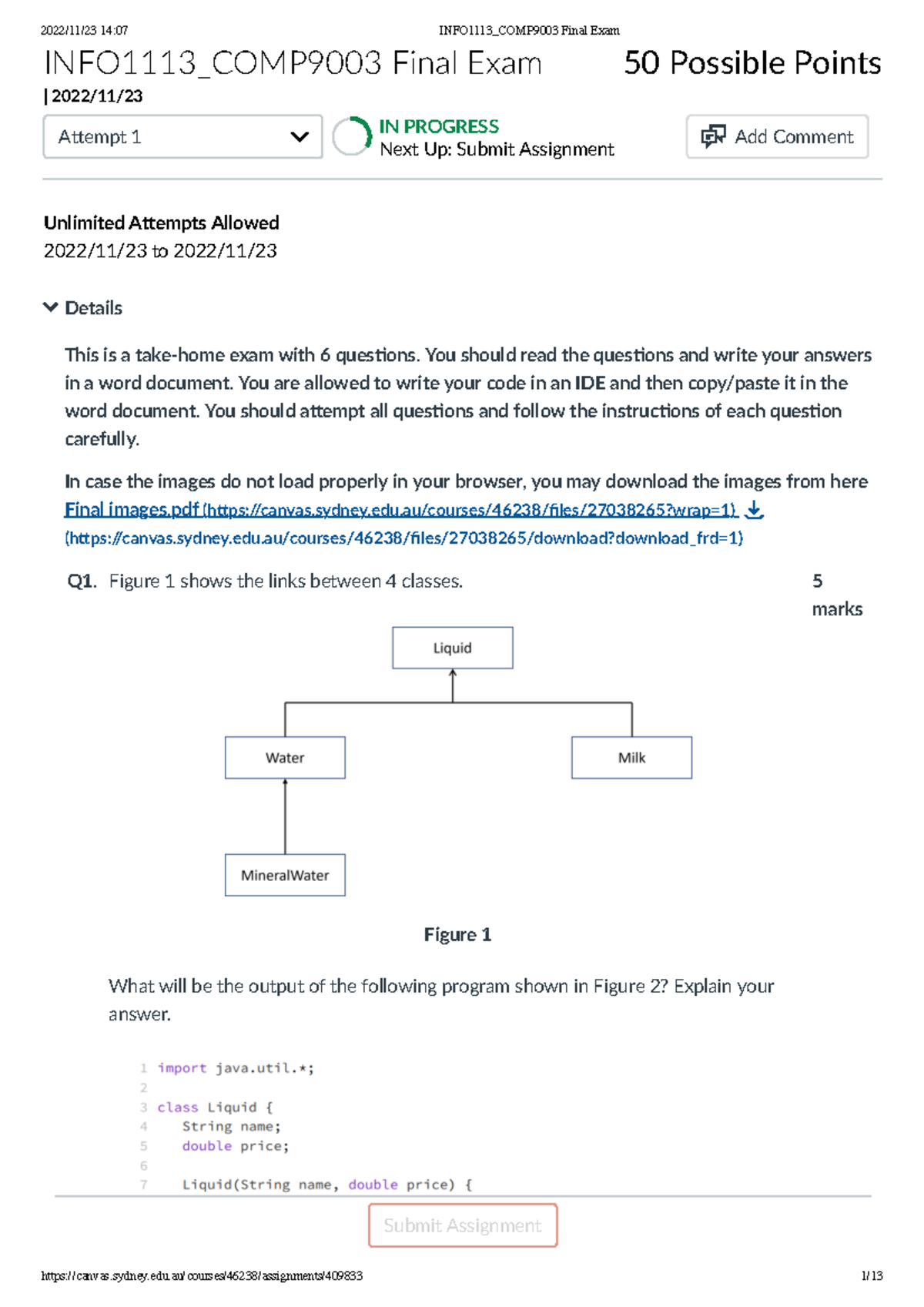 Info1113 2022 - INFO 1113 _COMP 9003 Final Exam | 2022 / 11 / 23 50 Possible Points IN PROGRESS ...