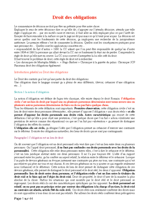 Corrigé cas pratique - Corrigé du cas pratique (Droit des obligations) Introduction Bref rappel ...
