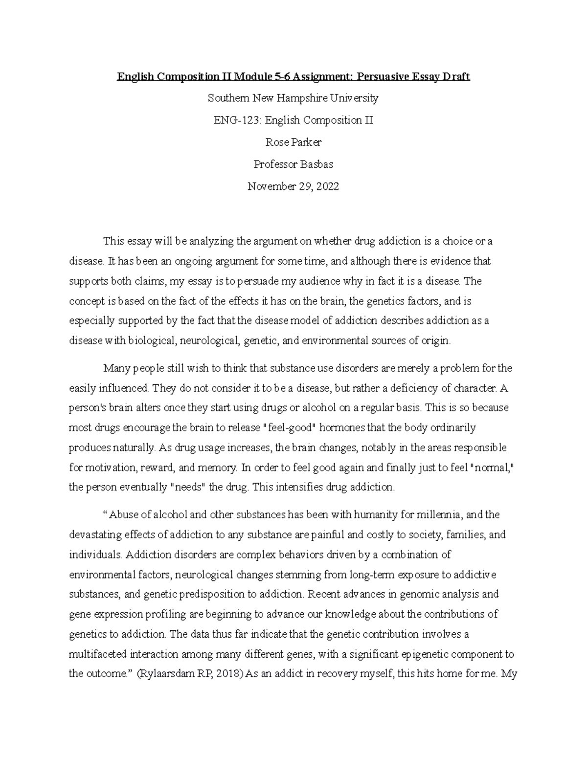 Document 51 - Persuasive Essay Draft - English Composition II Module 5 ...