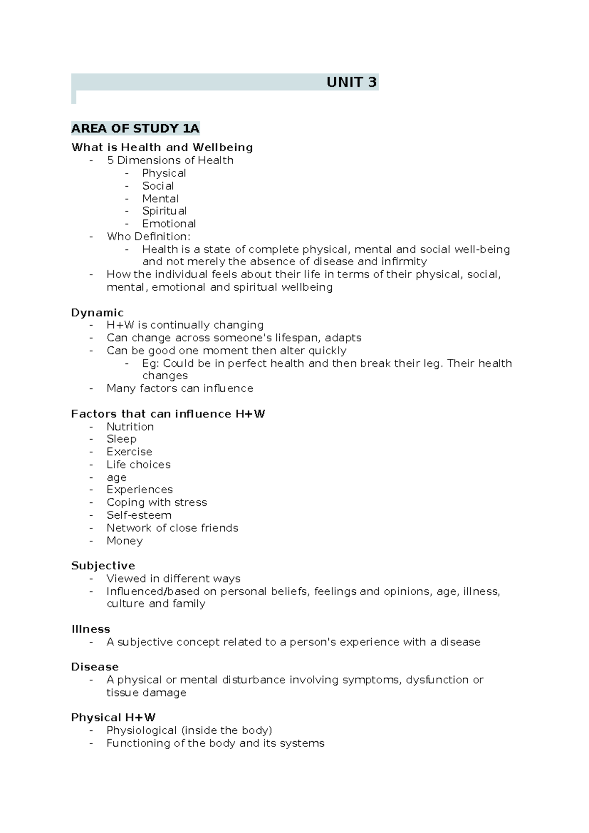 HHD Unit 3 AOS1 - HHD Unit 3 AOS1 - UNIT 3 . AREA OF STUDY 1A What is ...