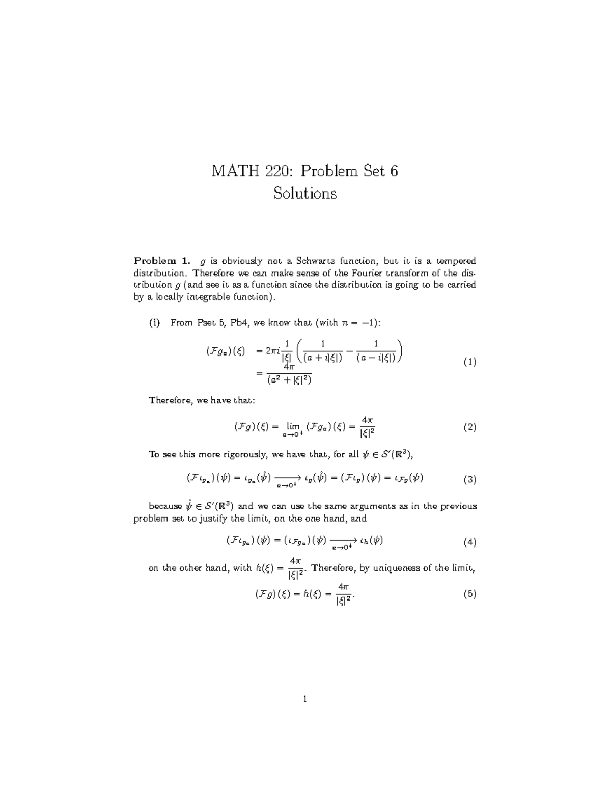 Seminar assignments - Problem set 6 solutions - MATH 220: Problem Set 6 ...