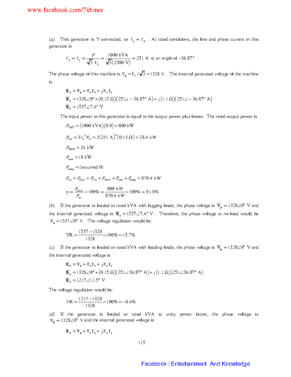(Instructor's Manual)-13 - ####### 115 ####### (a) This generator is Y-connected, so I L = IA ...