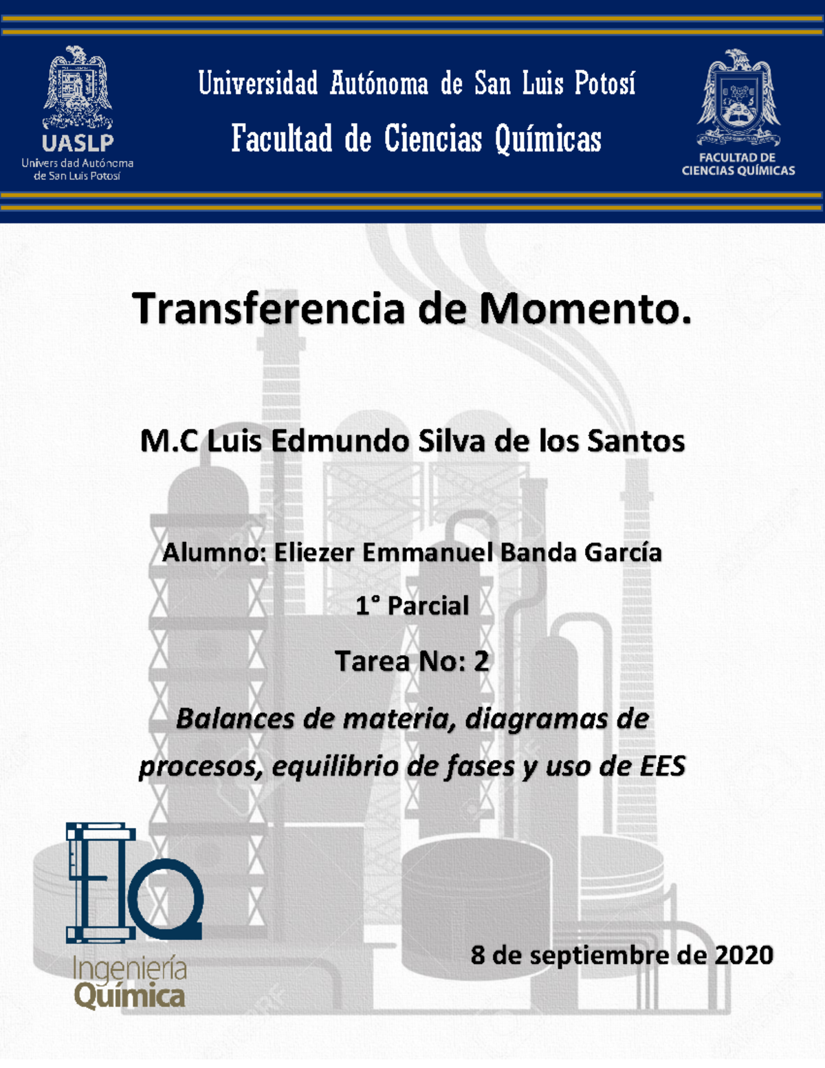 Tarea 2 - Transferencia de Momento. M Luis Edmundo Silva de los Santos ...