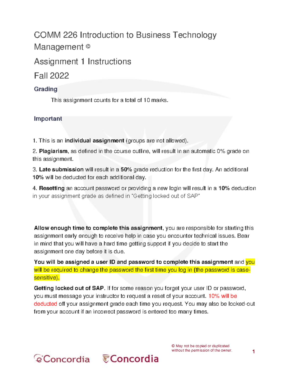 Assignment 1 Instructions COMM 226 CT - COMM 226 - Concordia - StuDocu