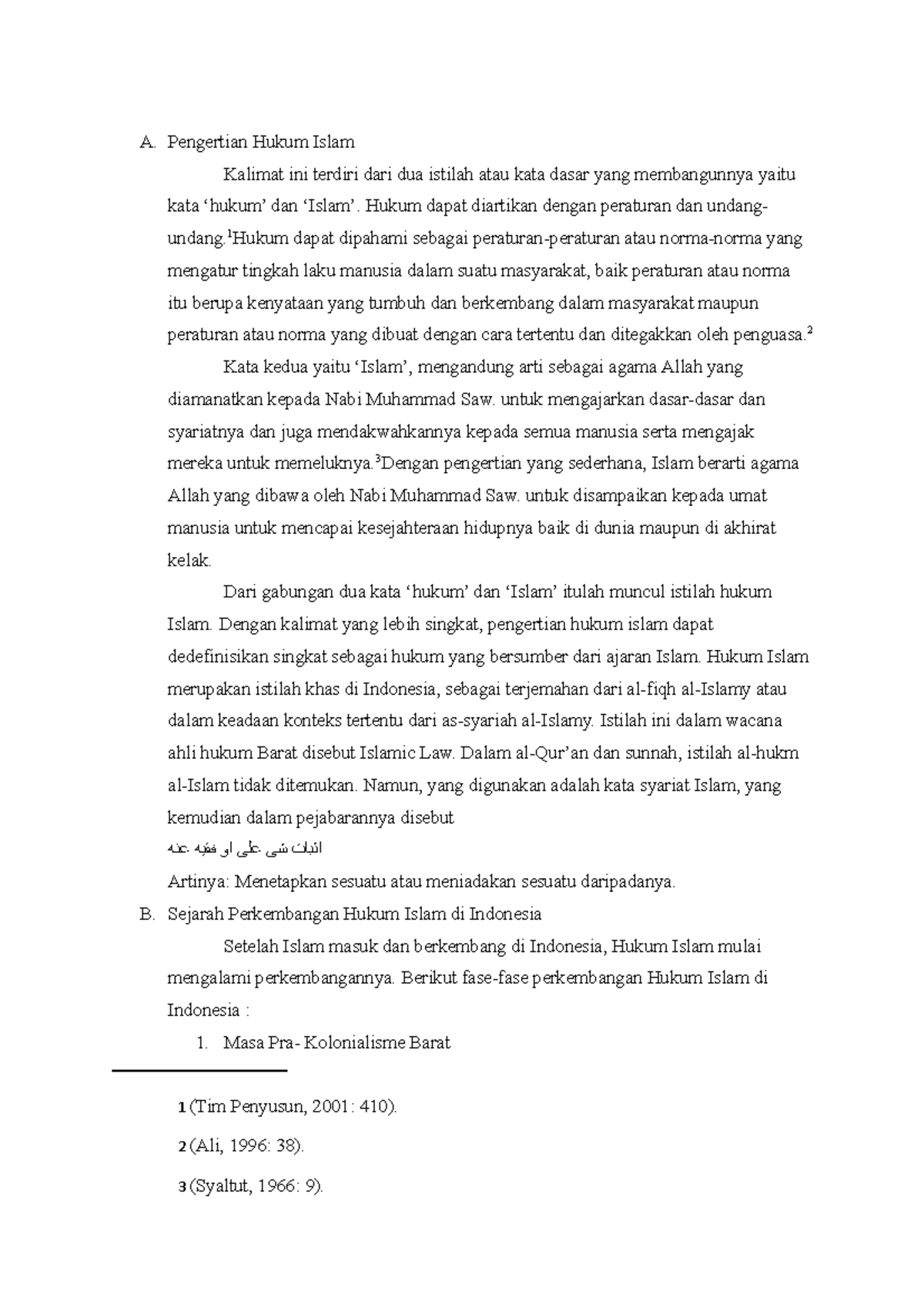 Paper Isi sejarah Hukum islam - A. Pengertian Hukum Islam Kalimat ini ...