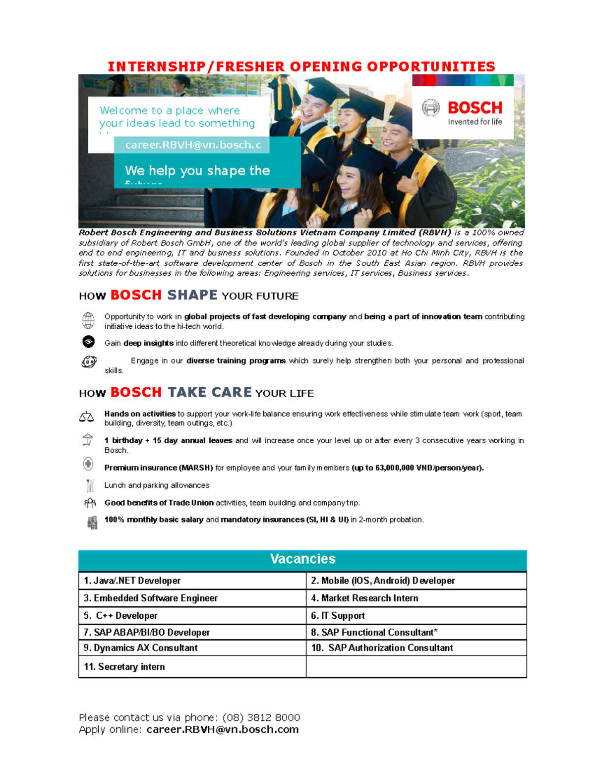 Summary of Fresher Intern Vacancies Apr 2017 - Robert Bosch Engineering ...