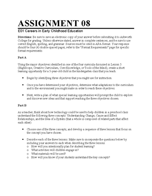 Career Assignment 8 - Jamie Johnson AC E02V - Careers in Early ...