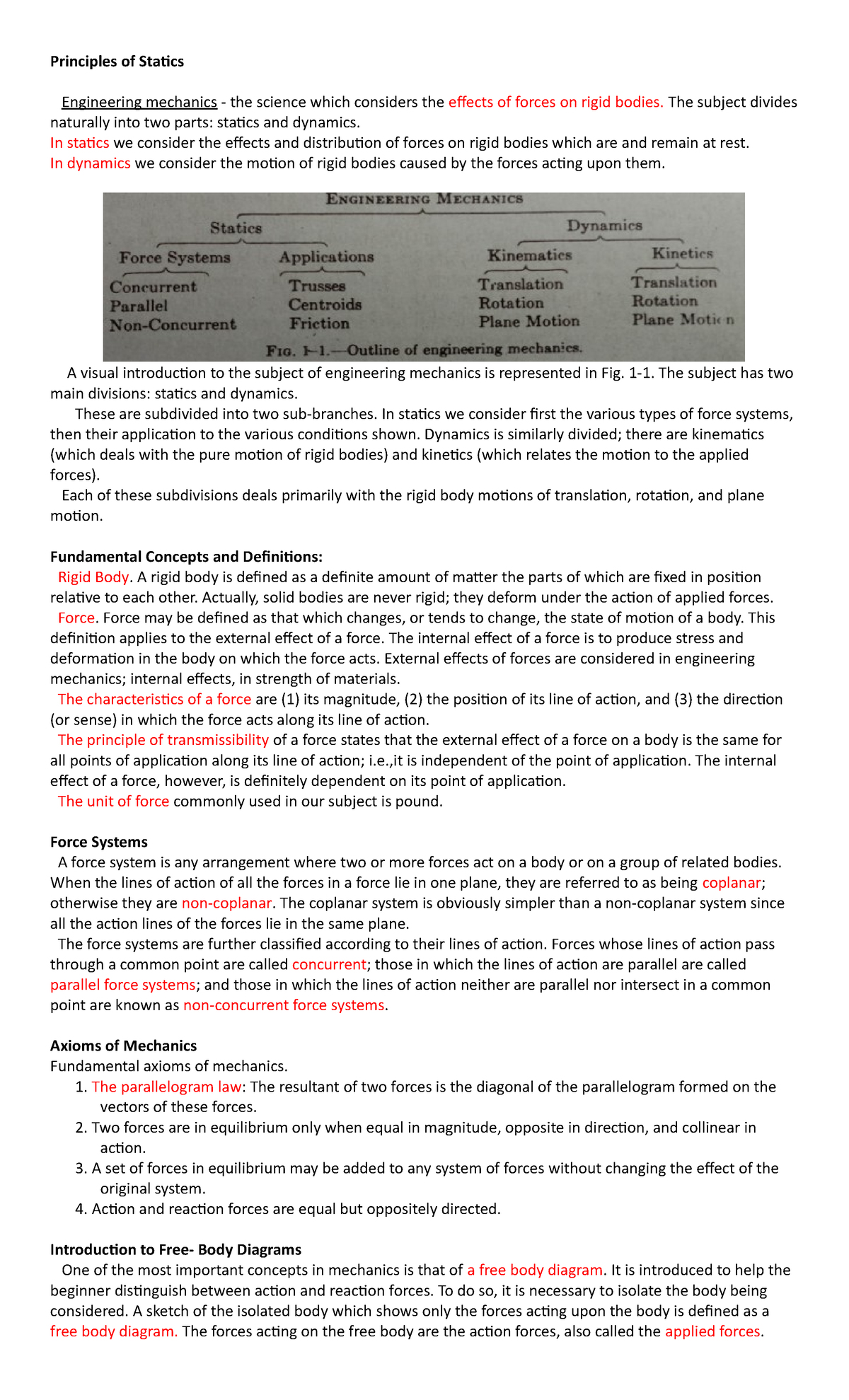 Engineering Mechanics - Principles of Statics Engineering mechanics ...