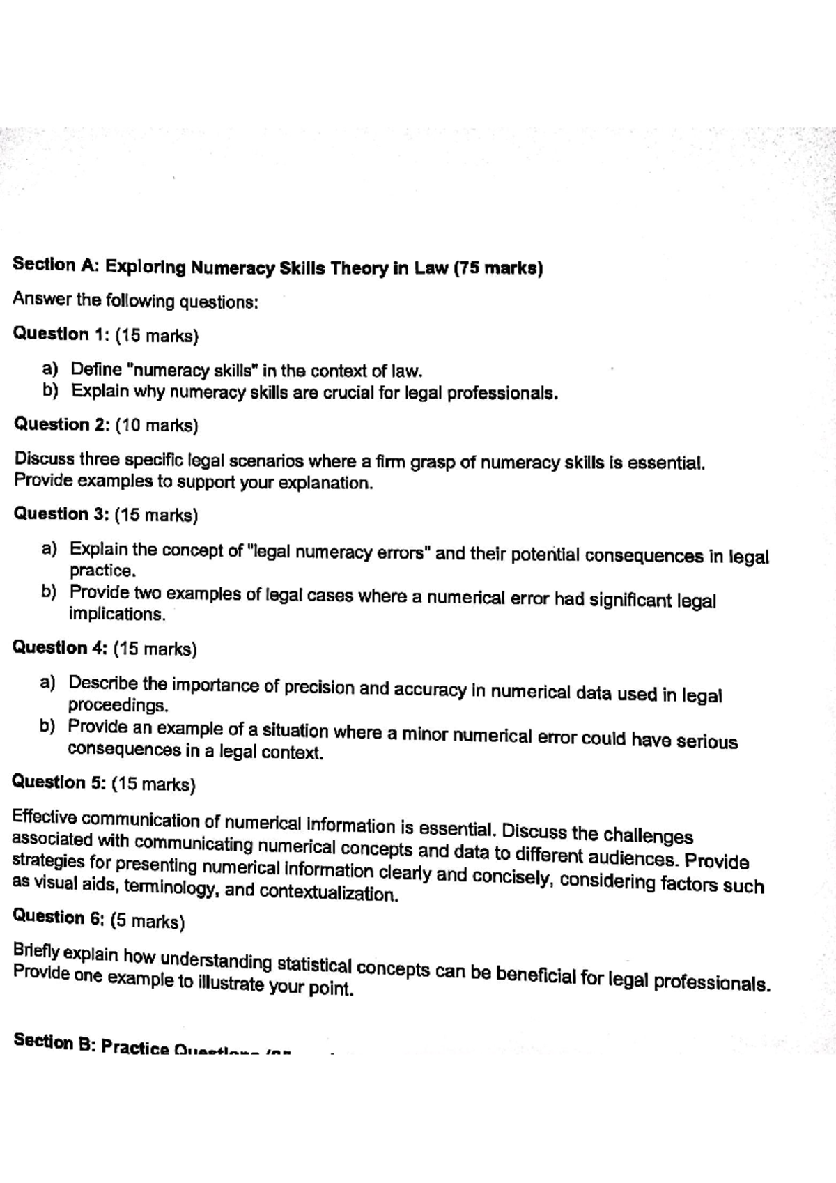 Numeracy Skills Exam Practice Section A Exploring Numeracy Skills