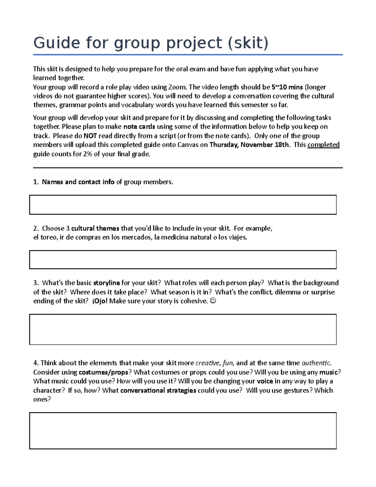 Guide for group project (skit)-1 - Guide for group project (skit) This ...