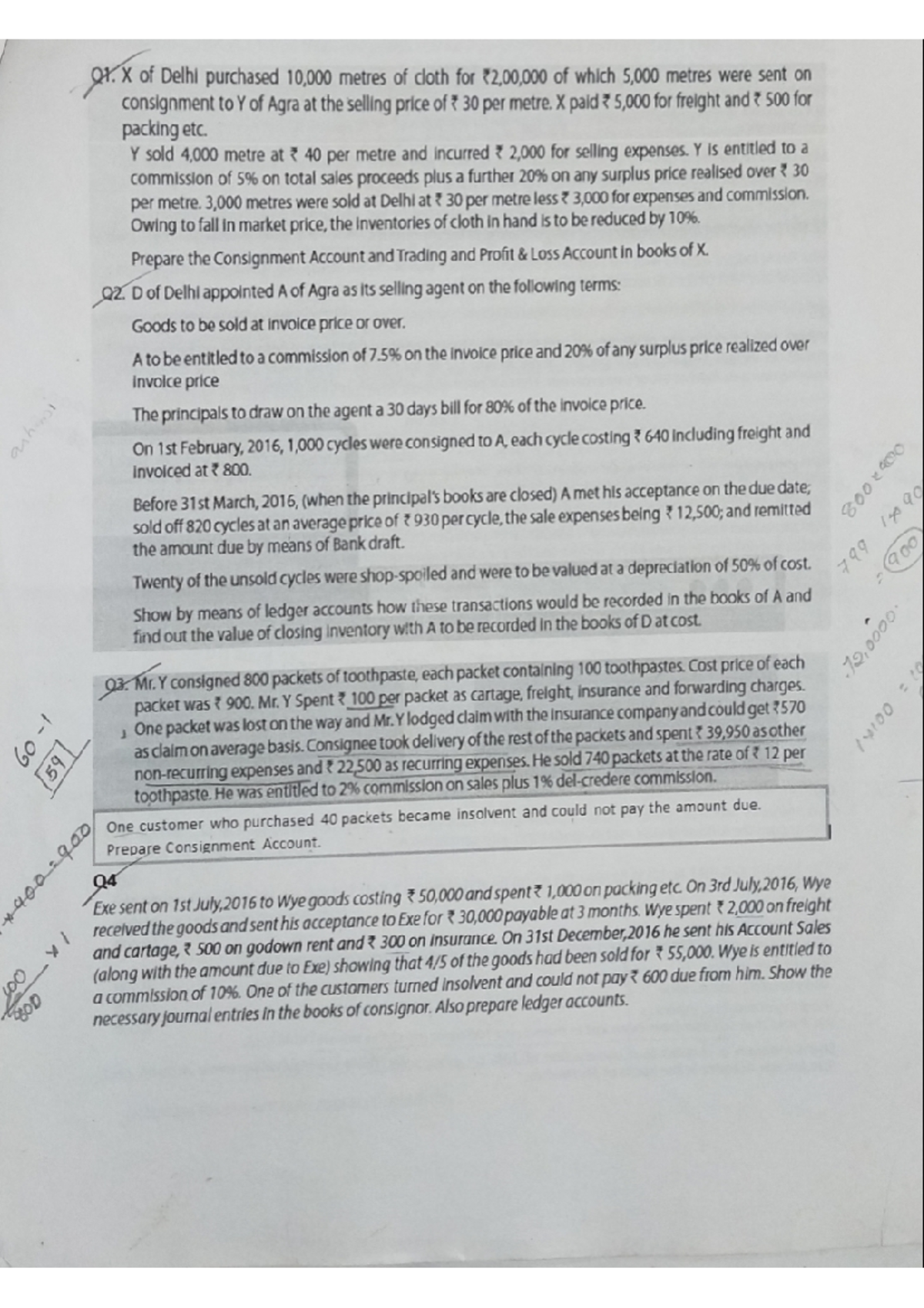 Consignment practical questions. Accounting - B.com finance and ...