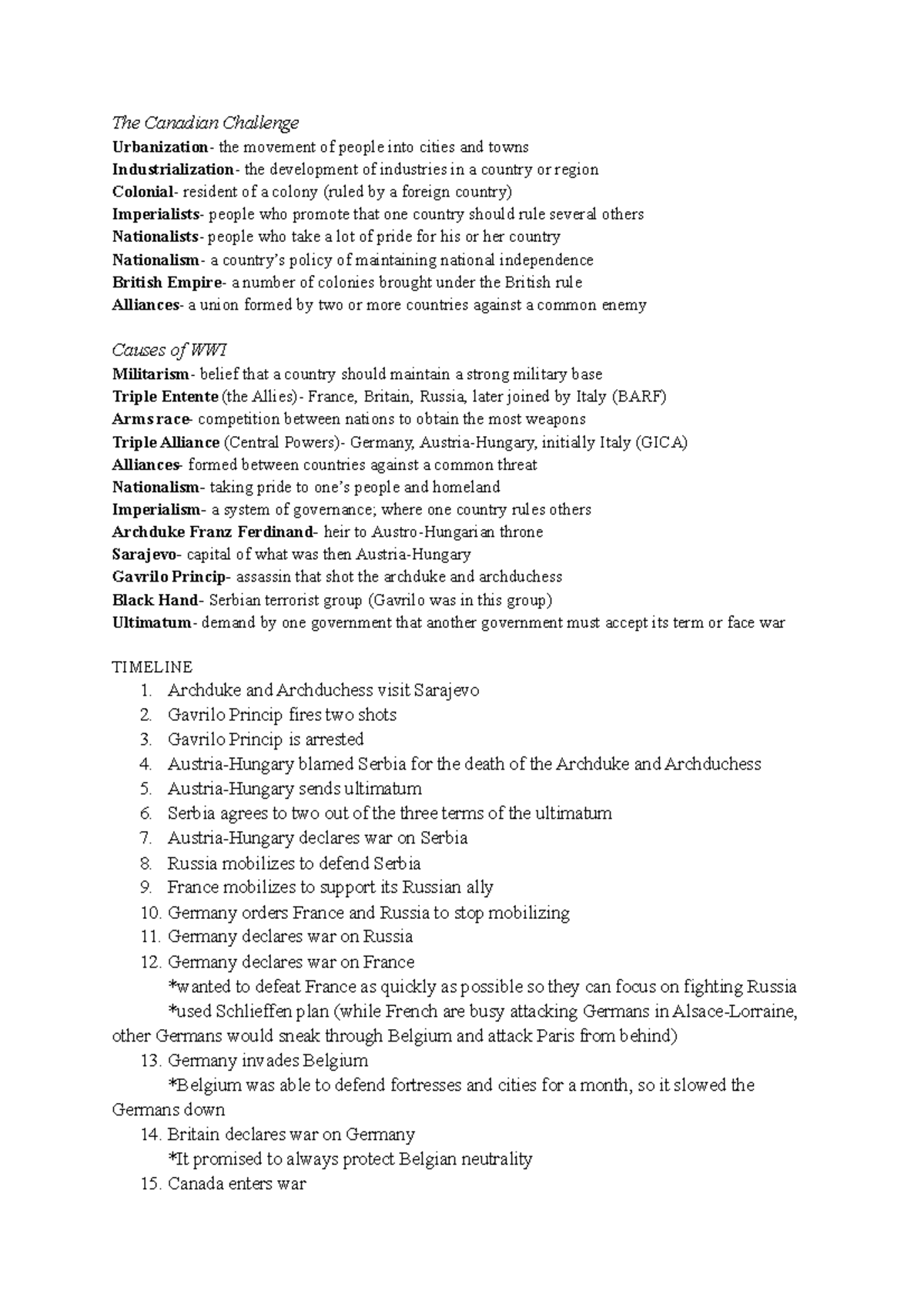 History Review: Grade 10 - The Canadian Challenge Urbanization- the ...