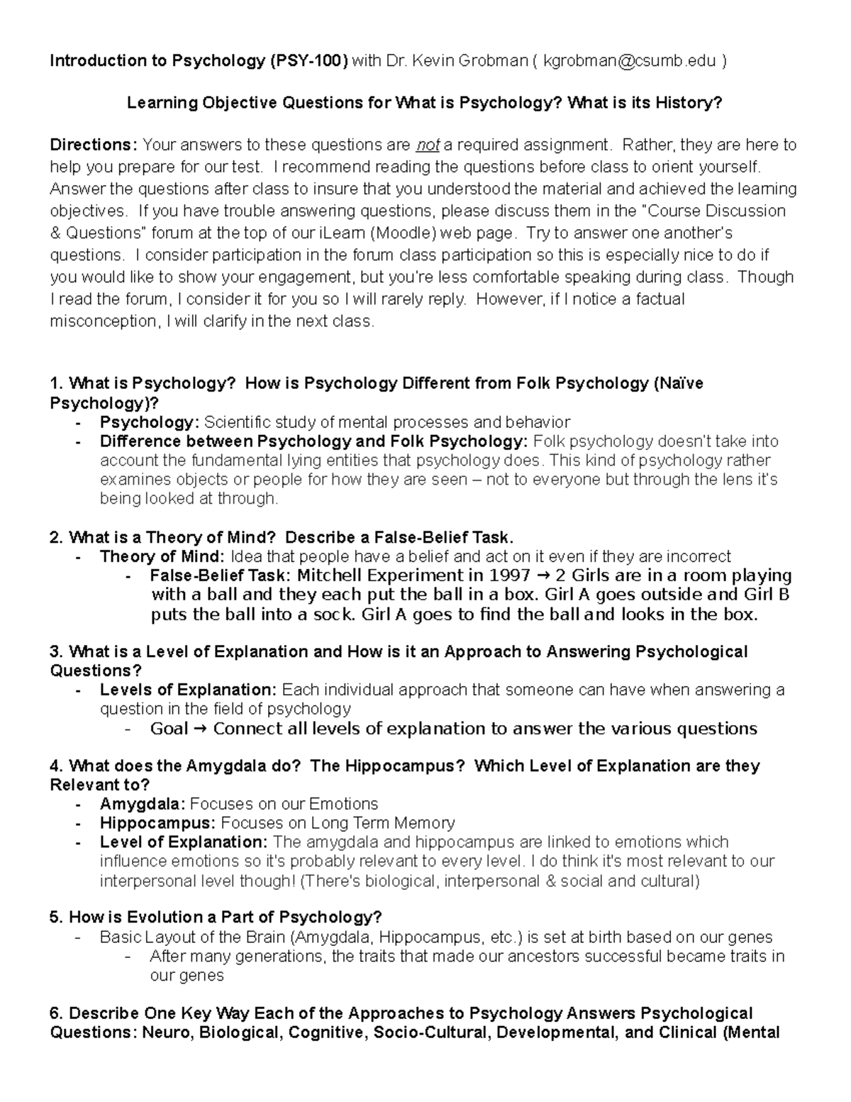 01 Introduction to Psychology - Kevin Grobman ( kgrobman@csumb ...