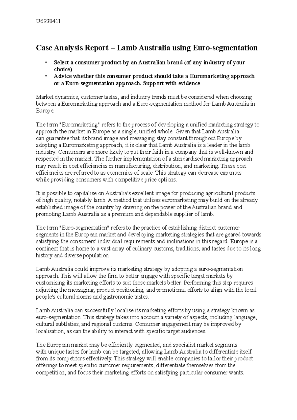 Case Analysis Report 2 - Notes - U Case Analysis Report – Lamb ...