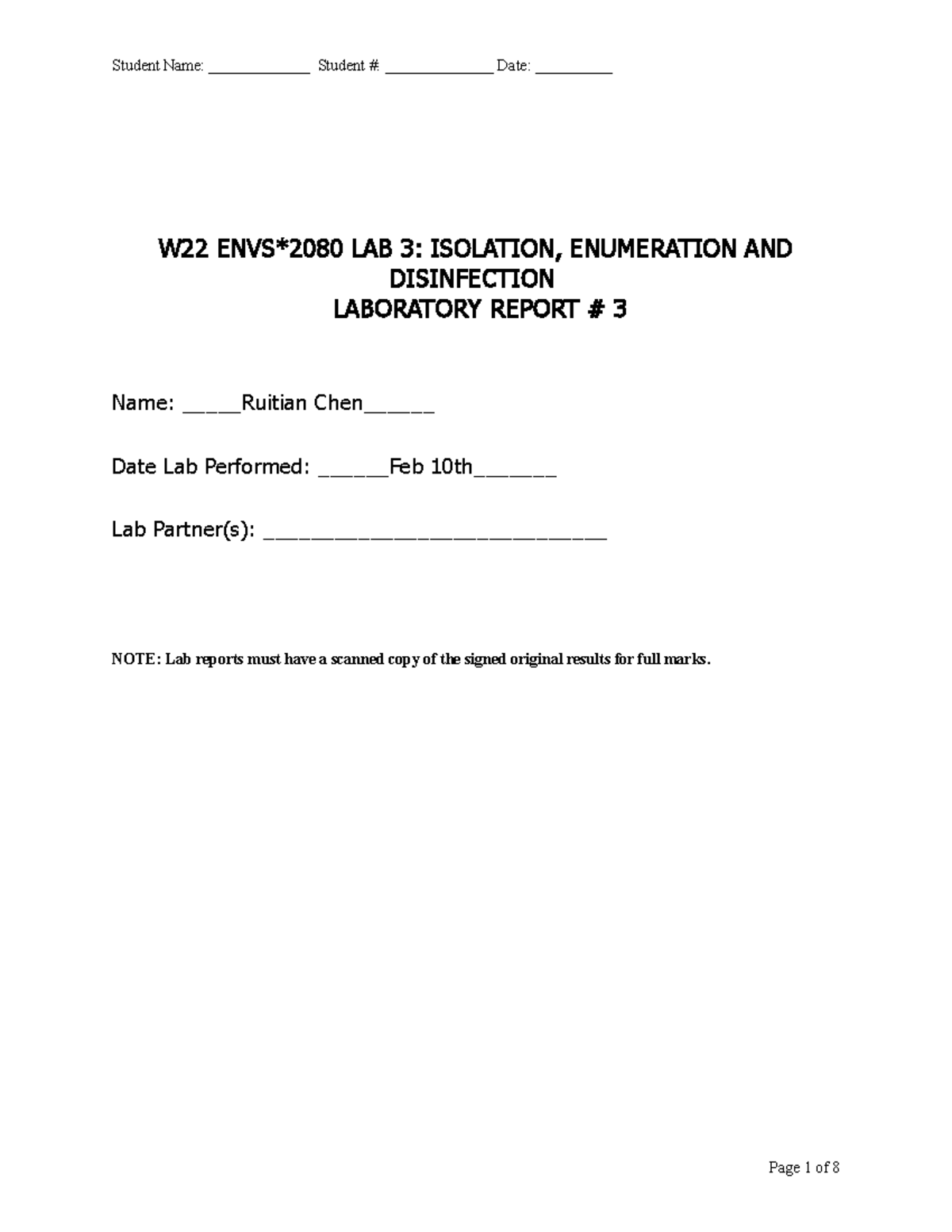 ENVS 2080 Lab Report 3 Template - W 22 ENVS* 2080 LAB 3 : ISOLATION, ENUMERATION AND ...