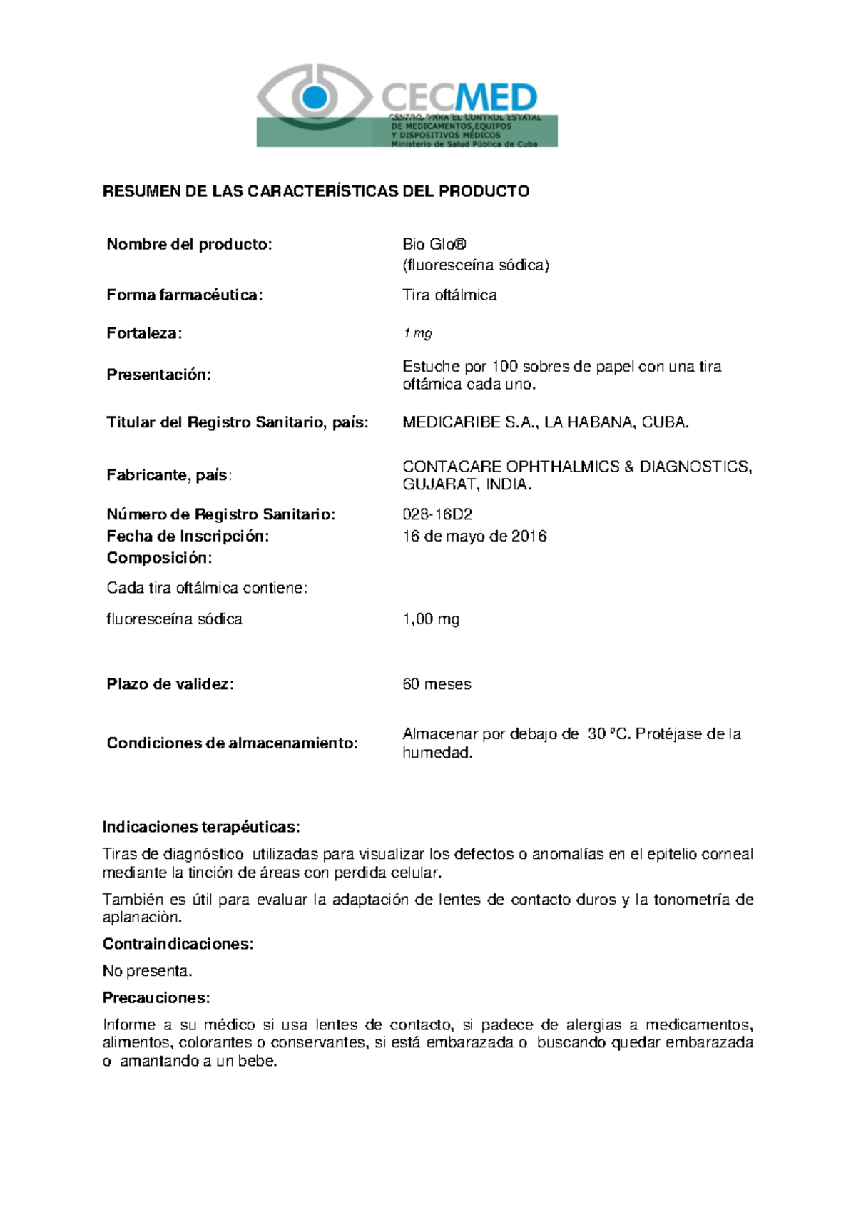 IPN 3TV42 Farmacología Ocular Vademécum Bio Glo Características ...