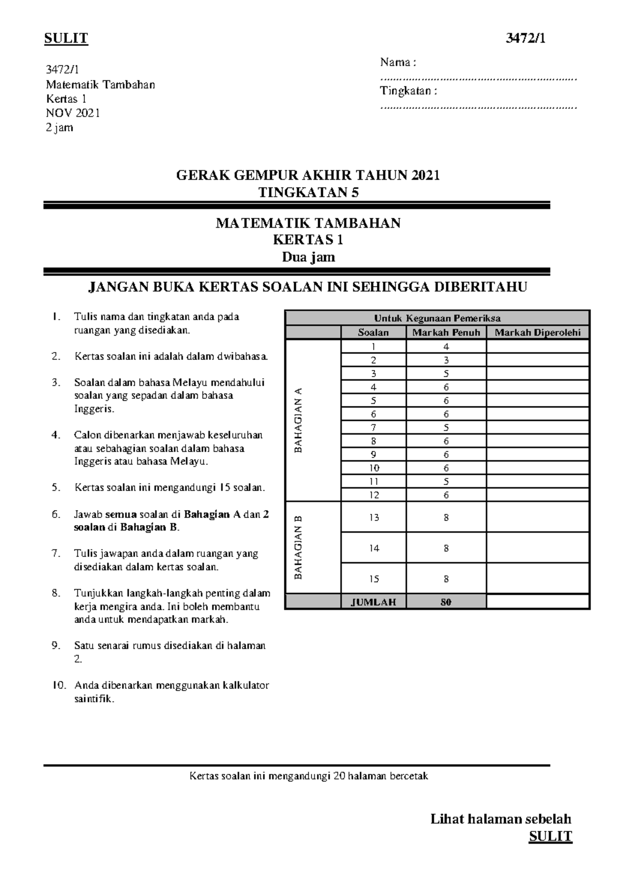 [AM] JOH K1 - sdfdfg - ####### Lihat halaman sebelah ####### SULIT 45 ...