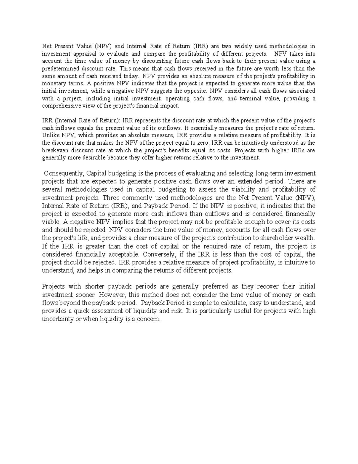 Net Present Value - ASIAY - Net Present Value (NPV) and Internal Rate ...