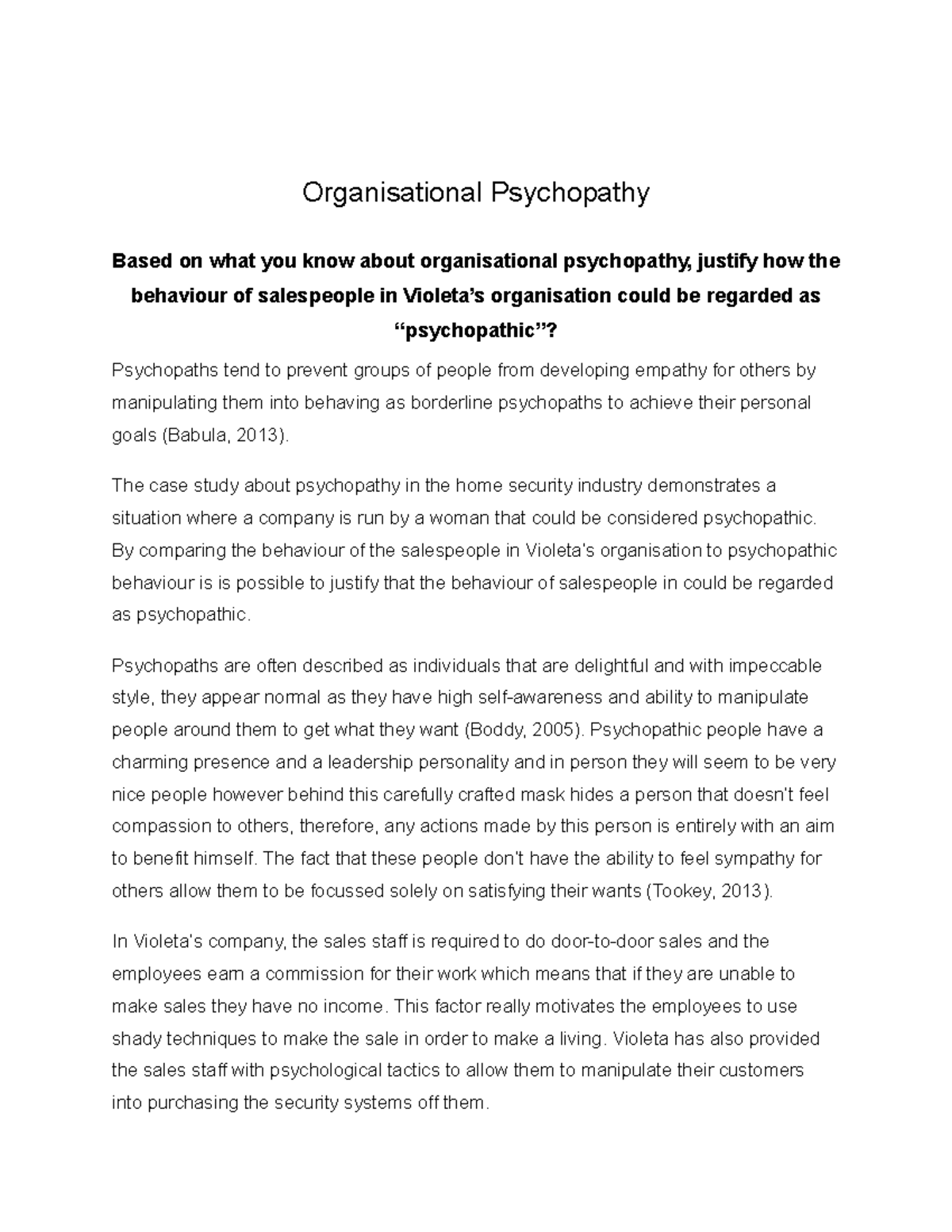 Organisational Psychopathy in a workplace - Organisational Psychopathy ...