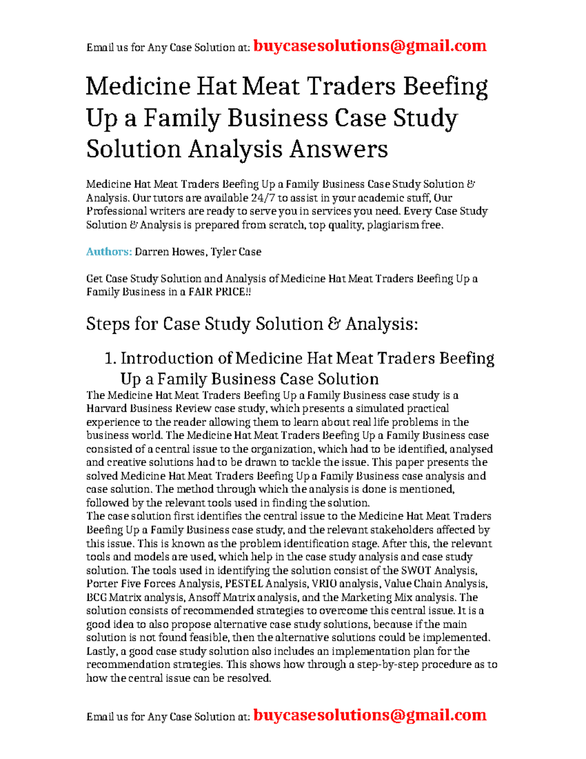 Case Solution Medicine Hat Meat Traders Beefing Up a Family Business ...