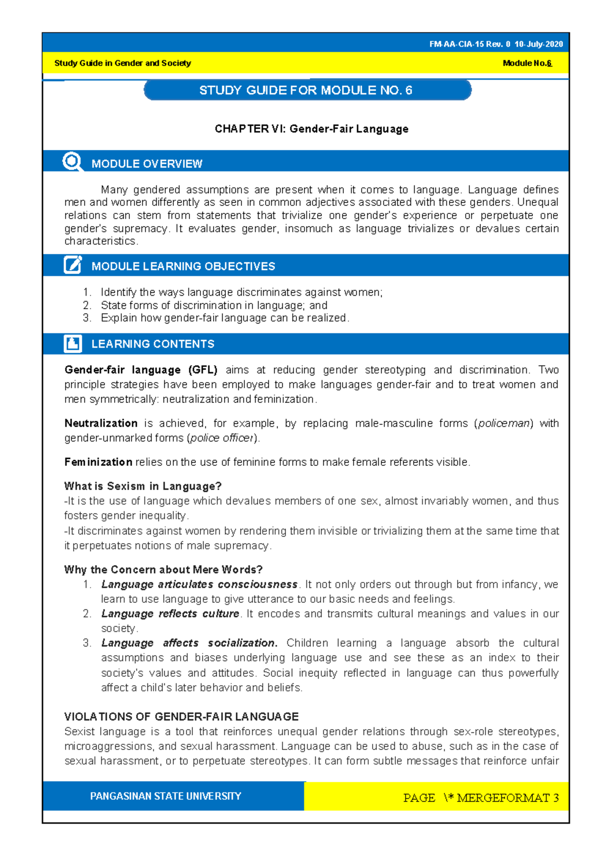 GEE2-Module-6 Gender-fair-Language - STUDY GUIDE FOR MODULE NO. 6 FM-AA ...