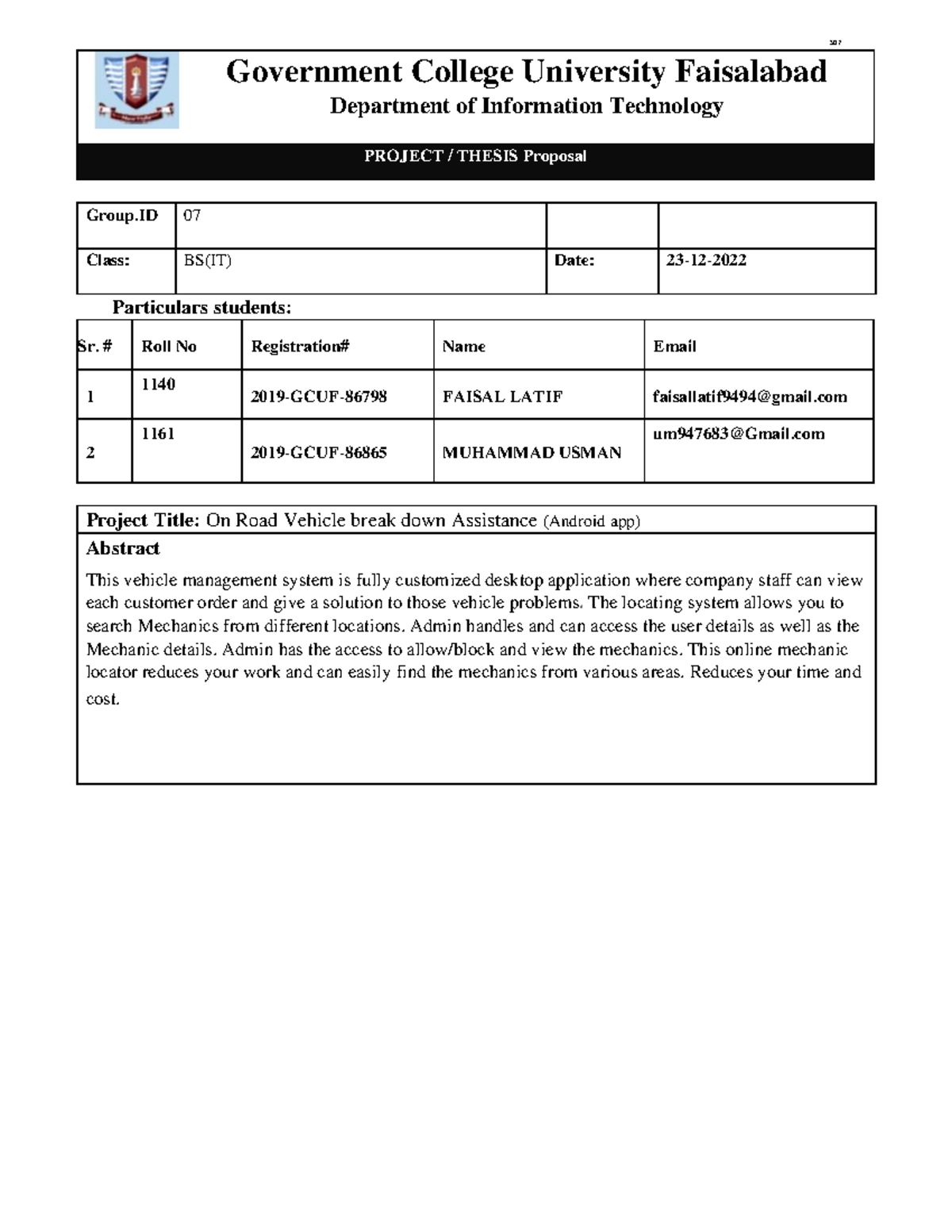 network of computer engreing - S Government College University ...