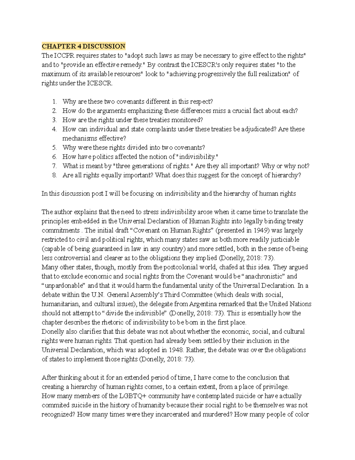 Chapter 4 Discussion - Prof a. Clarke - CHAPTER 4 DISCUSSION The ICCPR ...