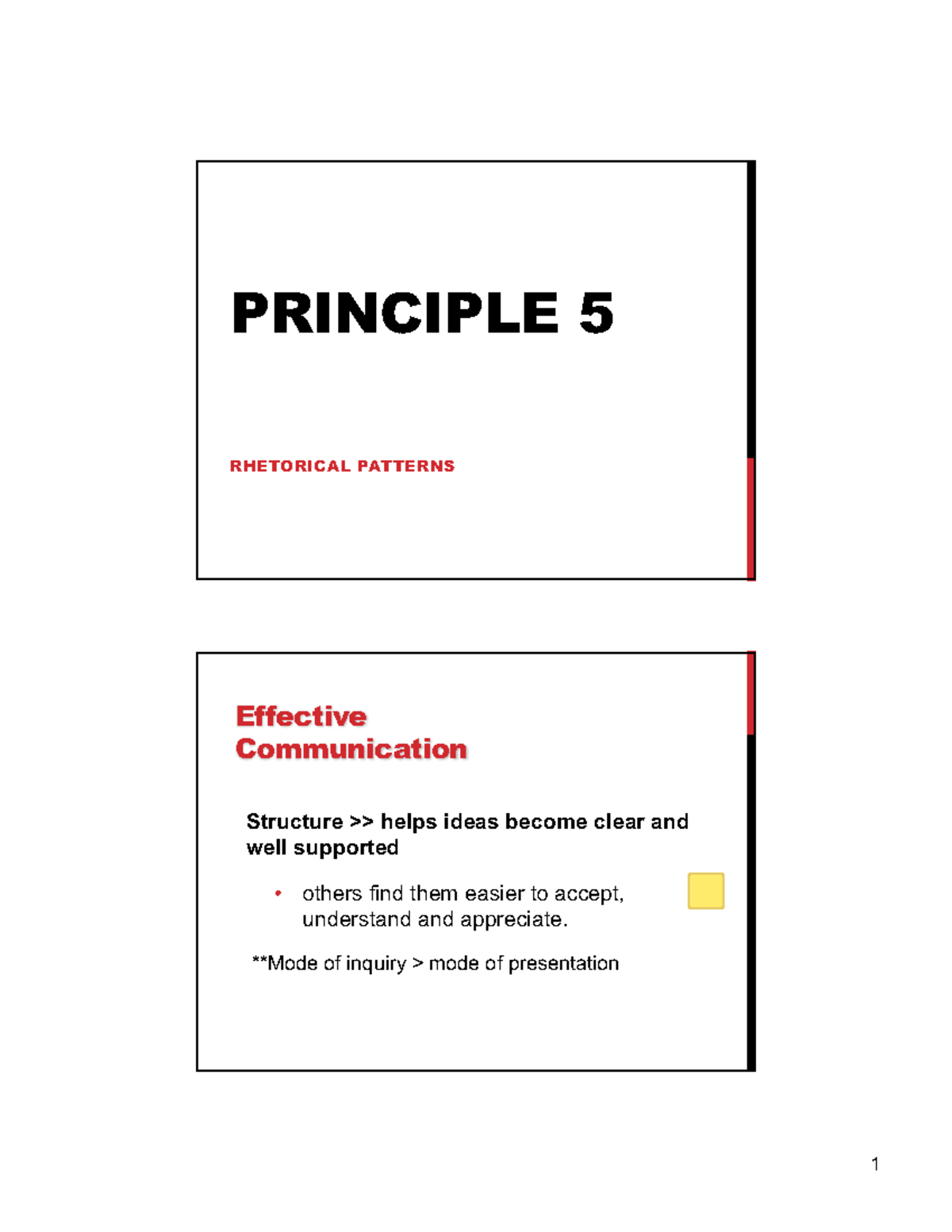 COMM1050 P5 Rhetorical Patterns - PRINCIPLE 5 RHETORICAL PATTERNS ...
