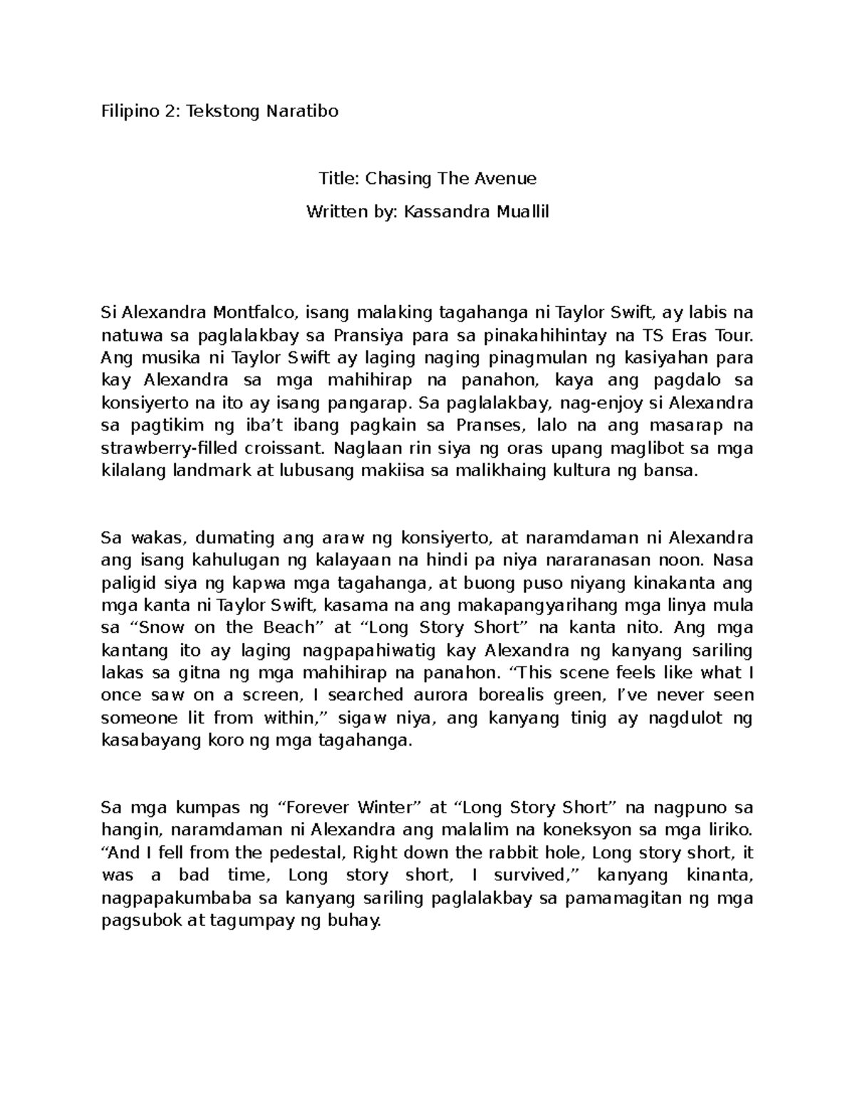 Filipino 2. Tekstong Naratibo - Filipino 2: Tekstong Naratibo Title ...