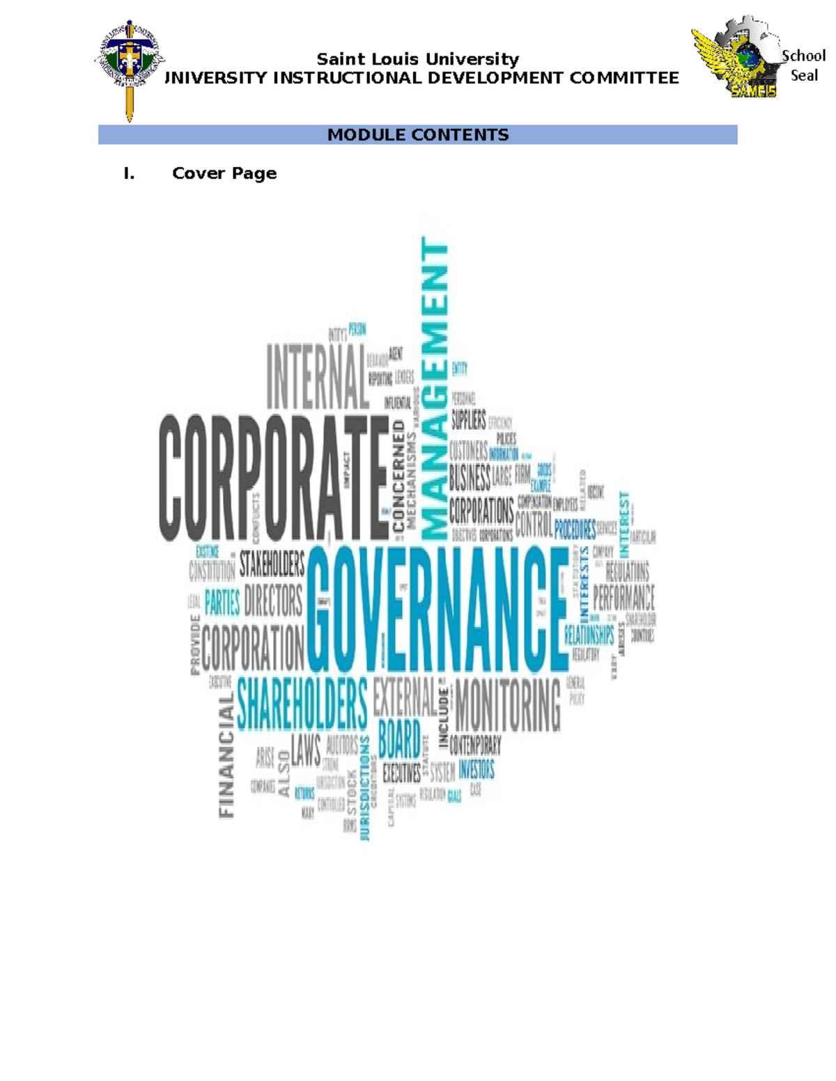 Samcis AE231 Module - CORPORATE GOVERNANCE - Saint Louis University ...
