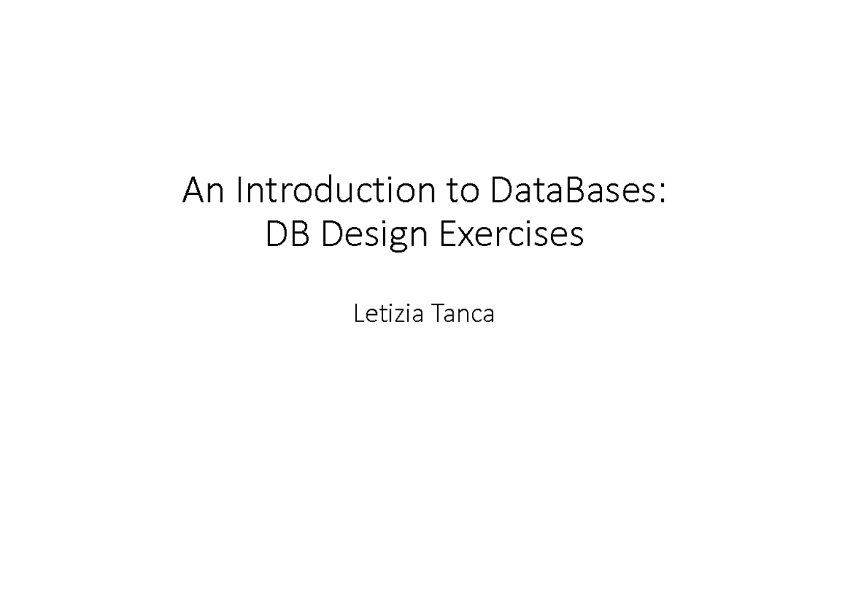 DB design exercises (Crash course on DB's) - An Introduction to ...