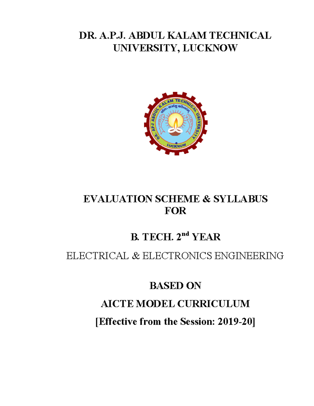 2nd Year Syllabus Electrical & Electronics Engineering 1 - DR. A.P ...
