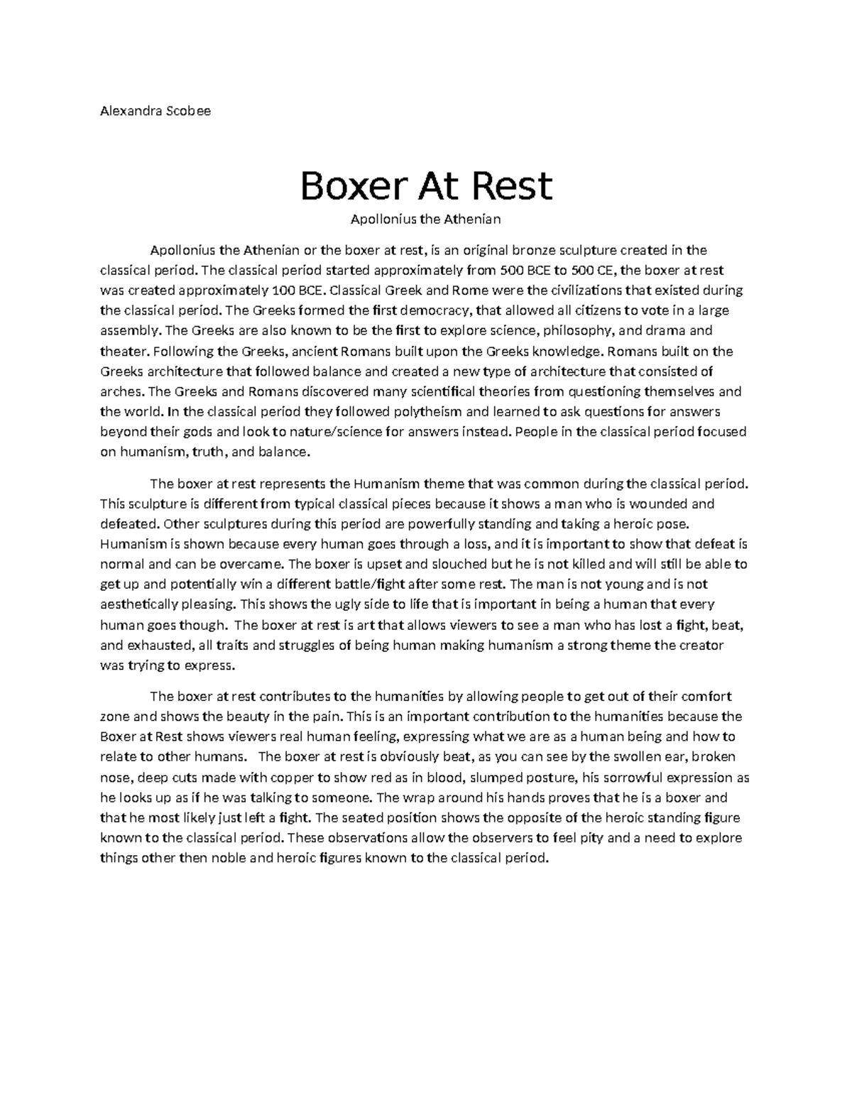 Humanities Task 1 - Task One - Alexandra Scobee Boxer At Rest ...