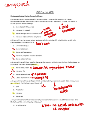 CVS 1 Practice Questions - Dr Harrison’s CVS 1 Practice Questions ...