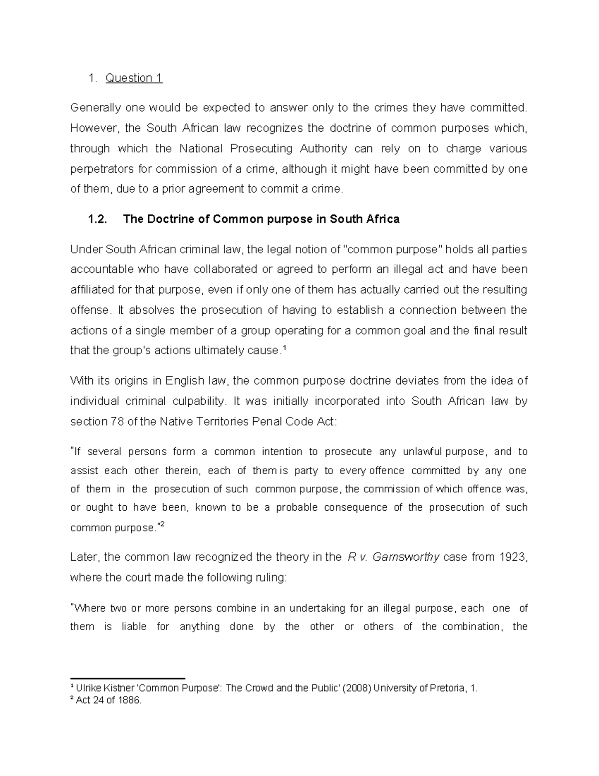 CLE Assignment - 1. Question 1 Generally one would be expected to ...