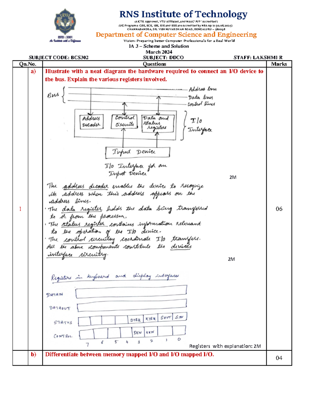 Ddco Ia3 Solution Be Ddco Rns Institute Of Technology Aicte