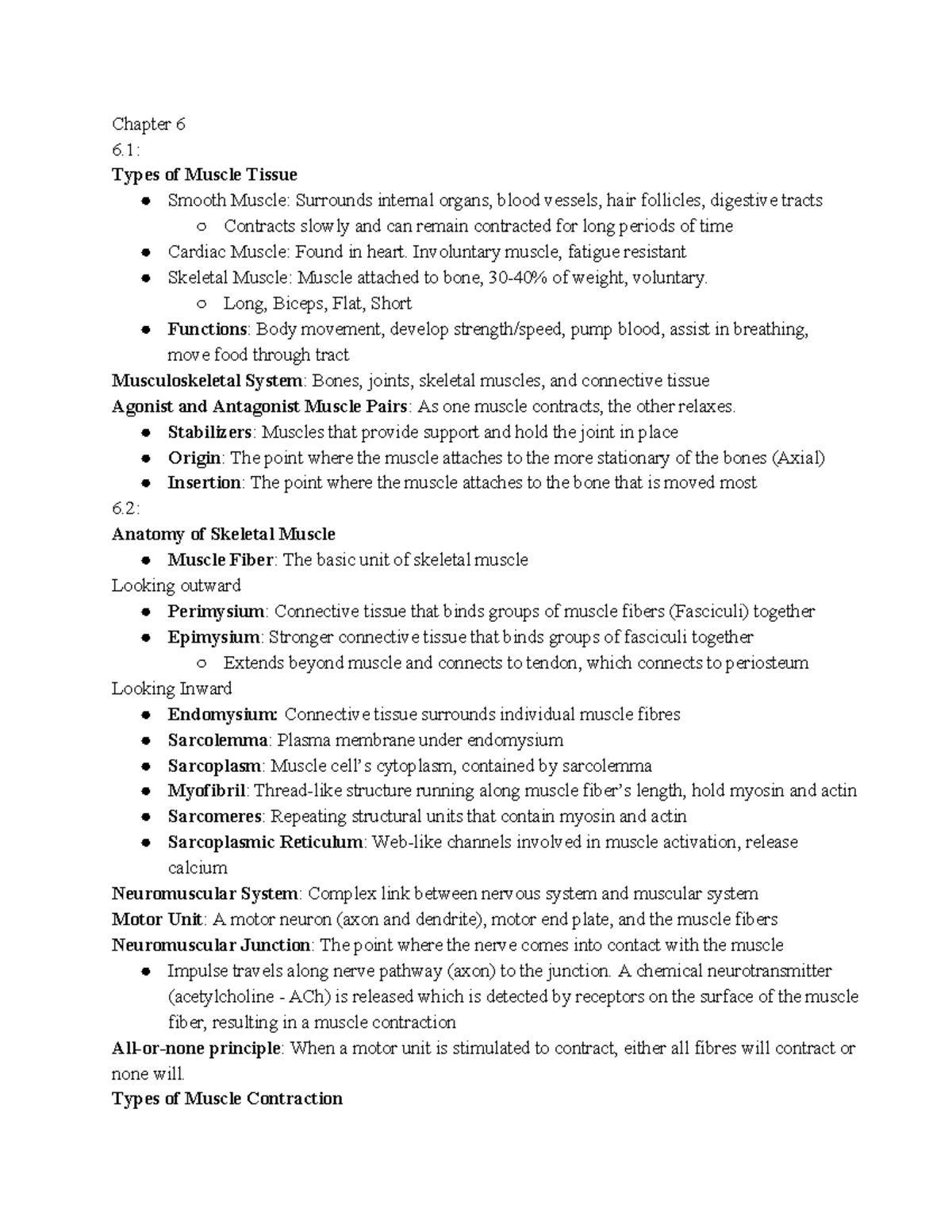 Unit 2 - Unit 2 notes - Chapter 6 6: Types of Muscle Tissue Smooth ...