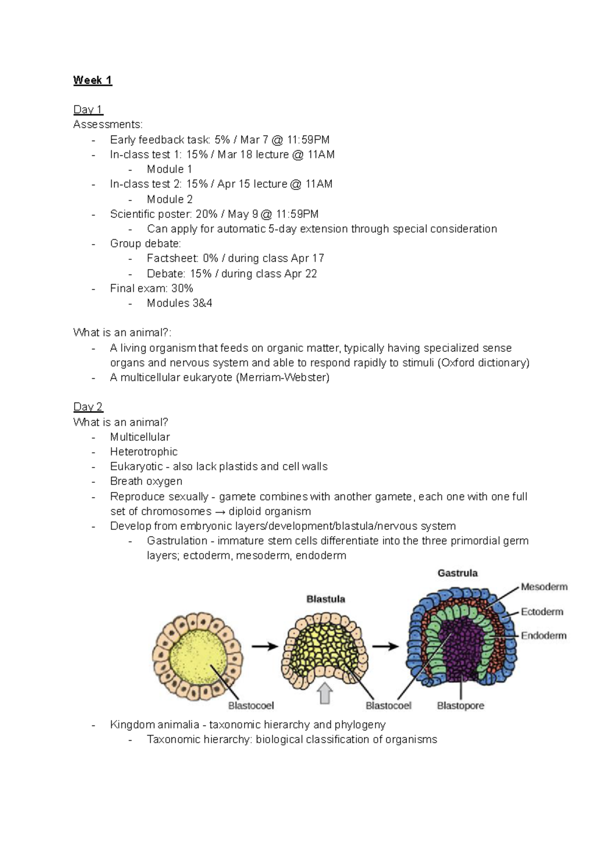 AVBS1003 Module 1 - Week 1 Day 1 Assessments: - Early feedback task: 5% ...