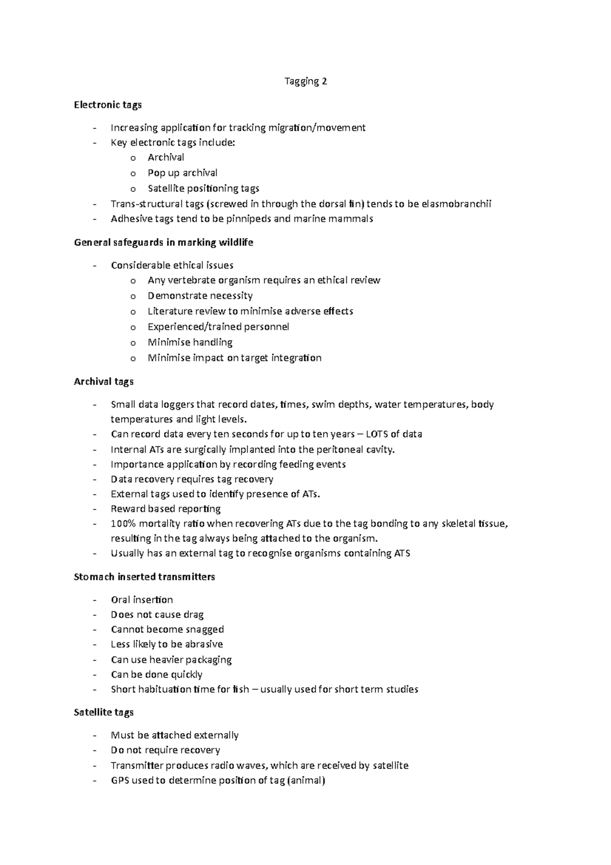 Tagging 2 - FdSc Marine Science - Tagging 2 Electronic tags ...