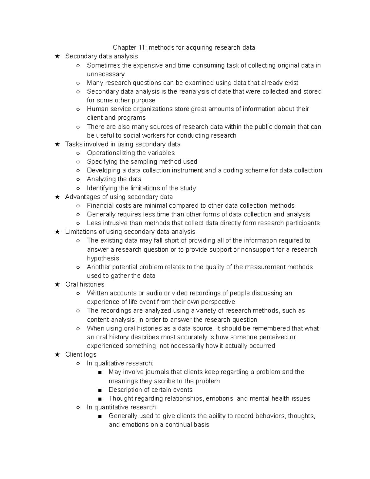 Chapter 11 methods for acquiring research data - Particularly, if the experience is one that is ...