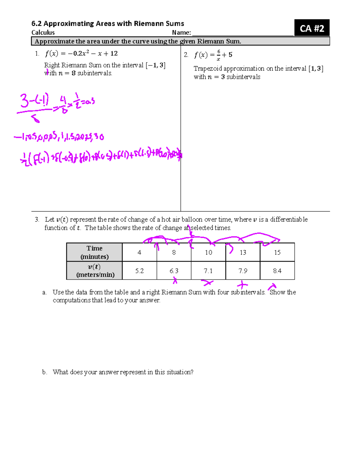 Manuela Olan-Hernandez - 6.2 Approximating Areas with Riemann Sums CA ...